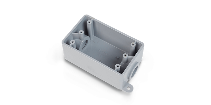 PVC FS Box One Gang 2 Hub (3/4" Through 1+1)