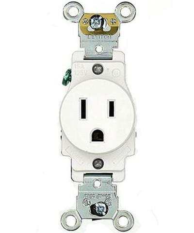 Standard Single Receptacle 15A 125V AC WH